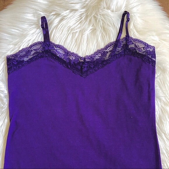 Active Basic | Tops | Purple Vneck Lace Cami With Adjustable Straps ...